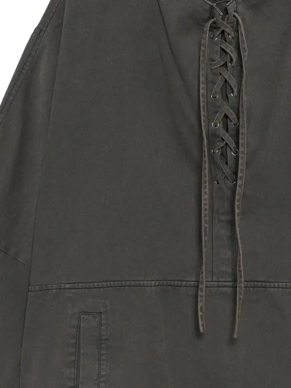 LOW CLASSIC Lace Up Washed Cotton Sweatshirt
