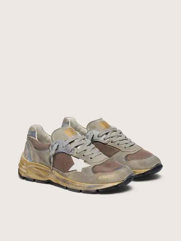 GOLDEN GOOSE Dad-star Suede And Mesh Sneakers - Dove-grey