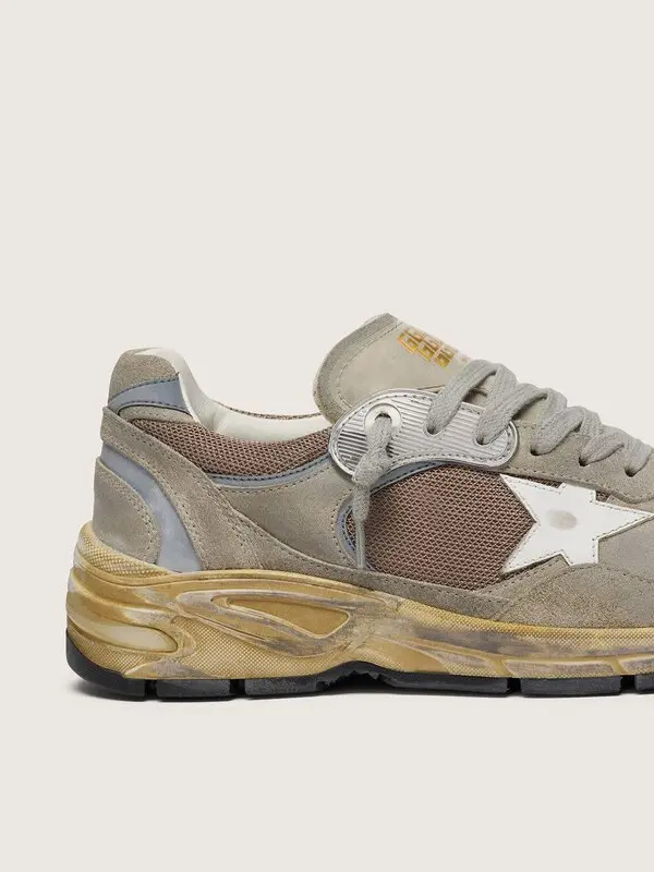 GOLDEN GOOSE Dad-star Suede And Mesh Sneakers - Dove-grey