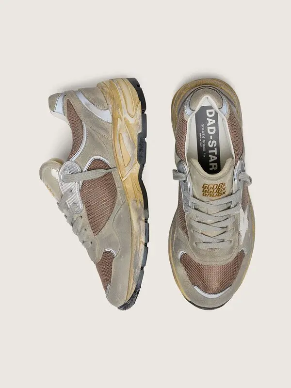 GOLDEN GOOSE Dad-star Suede And Mesh Sneakers - Dove-grey