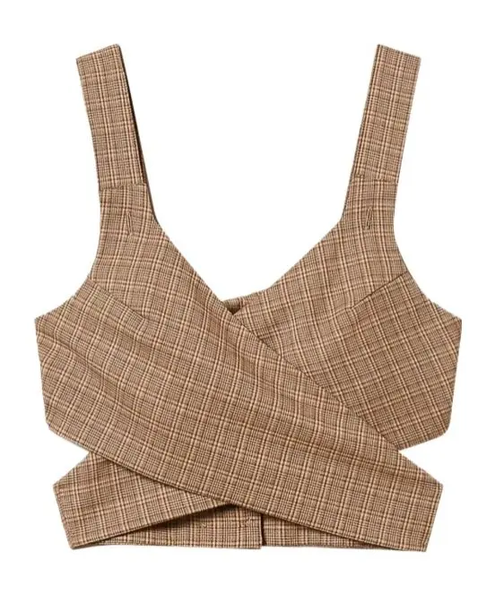 TWINSET Plaid Pattern Cropped Blouse