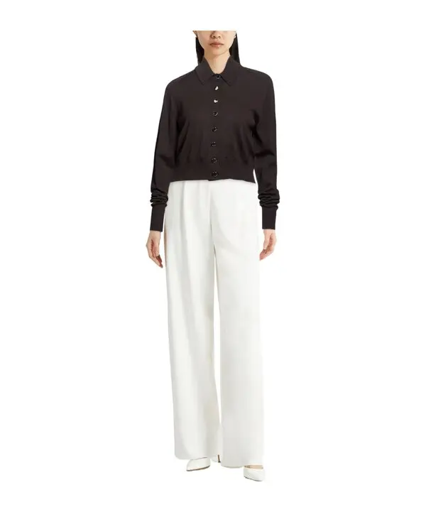 Sportmax Collared Cropped Knit Cardigan