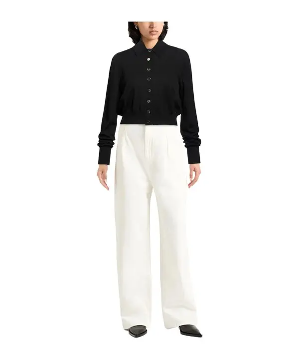 Sportmax Collared Cropped Knit Cardigan