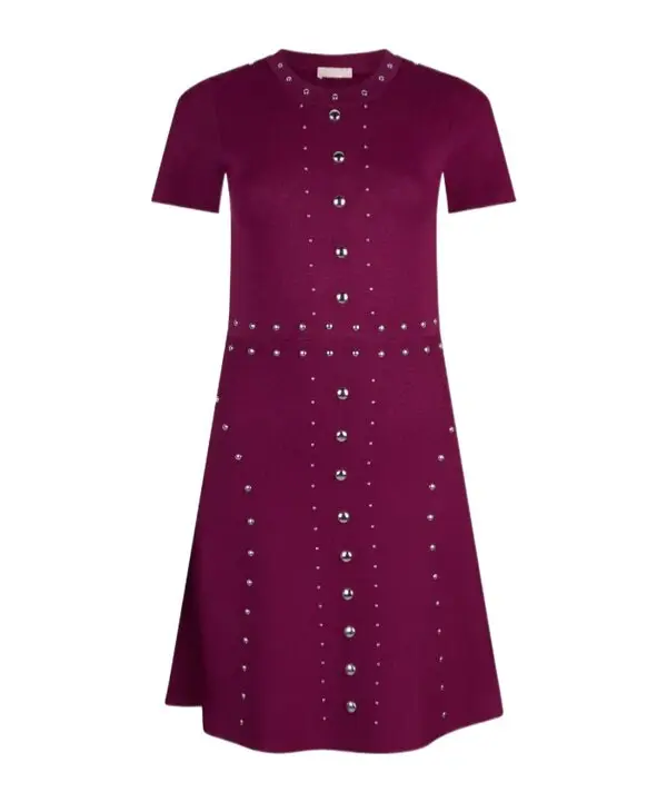 Liu Jo Studded Knit Fit & Flare Dress - Purple
