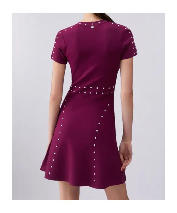 Liu Jo Studded Knit Fit & Flare Dress - Purple