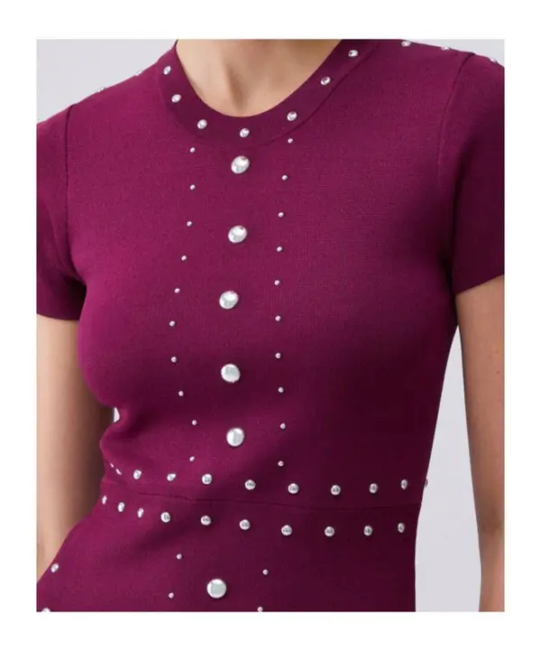 Liu Jo Studded Knit Fit & Flare Dress - Purple