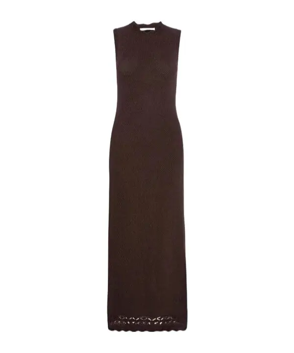 FRAME Sleeveless Knitted Maxi Dress With Scalloped Edge
