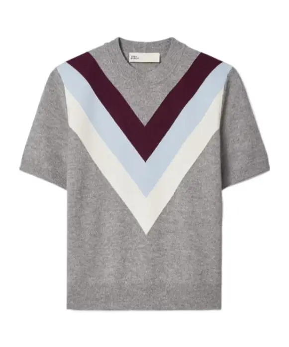 Tory Burch Chevron Wool Short Sleeve Top