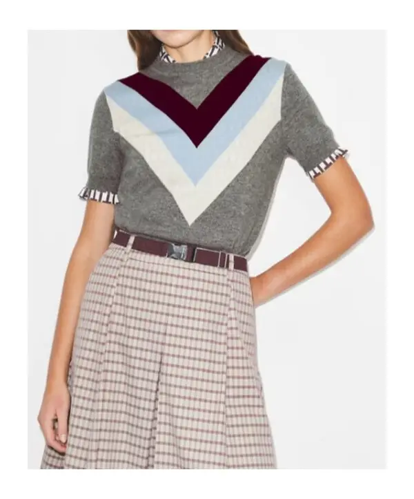 Tory Burch Chevron Wool Short Sleeve Top