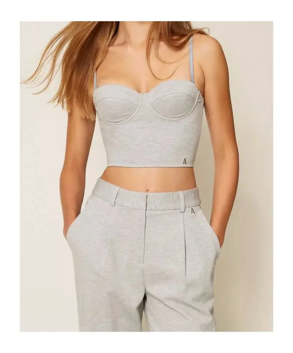 TWINSET Sleeveless Bustier Tank Top - White