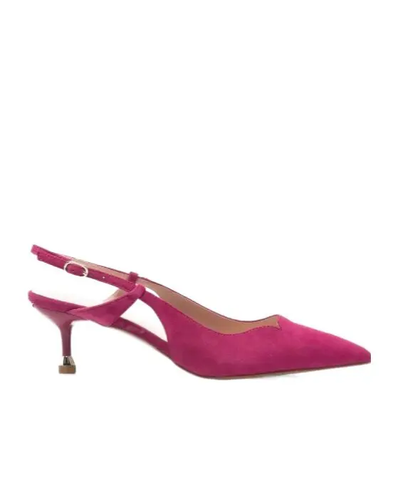 Liu Jo Leather Pointed Toe Slingback Pumps With Buckle Fastening - Red