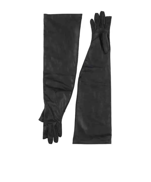 Rick Owens Solid Color Leather Gloves - Black