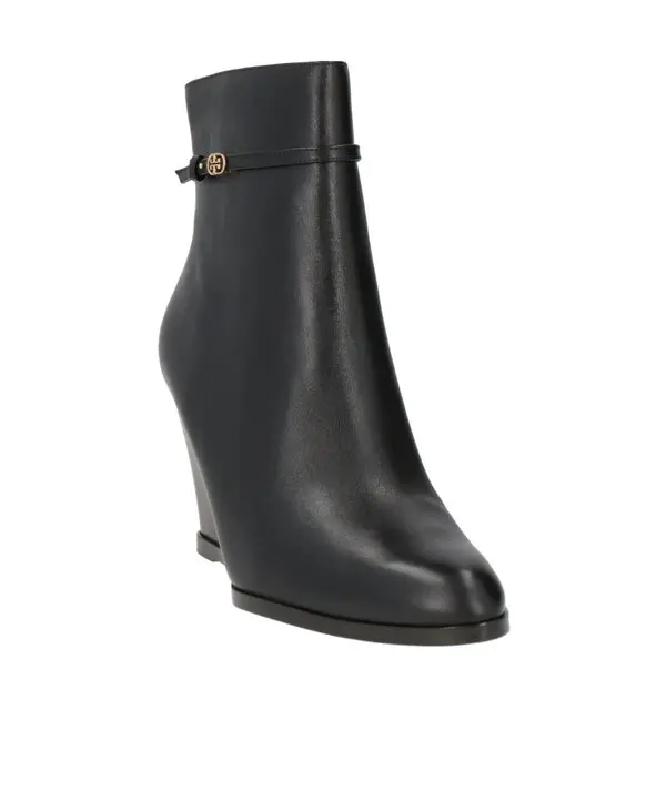 Tory Burch Leather Ankle Boots With Pointed Toe And Zipper Closure