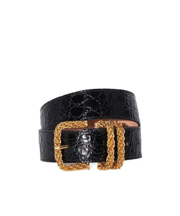 By Far Croco-embossed Leather Belt
