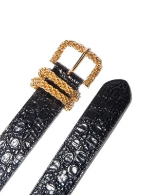 By Far Croco-embossed Leather Belt