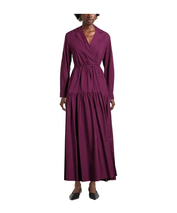 MAXCO. Max&co. Long Sleeve Collared Tiered Maxi Shirt Dress