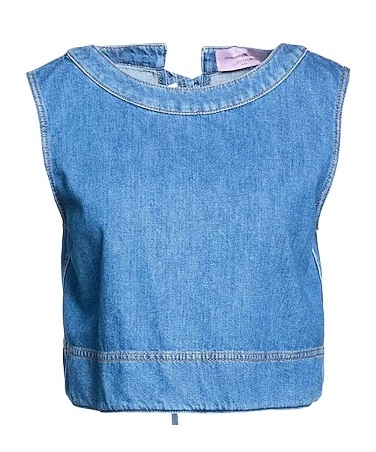 Max Mara Solid Color Denim Sleeveless Top