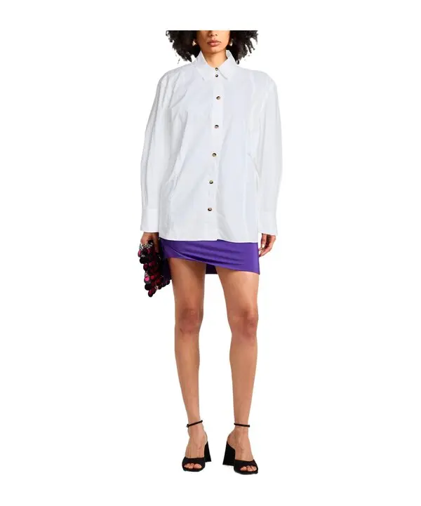 GANNI Plain Poplin Long-sleeve Shirt With Classic Collar