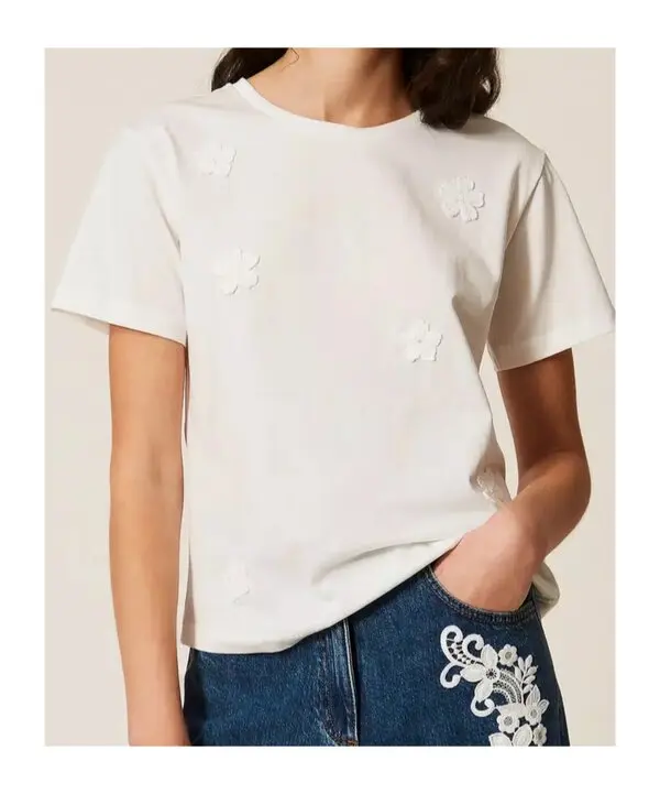 TWINSET Floral-appliqué T-shirt