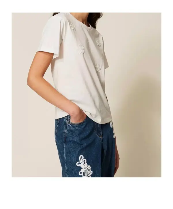 TWINSET Floral-appliqué T-shirt