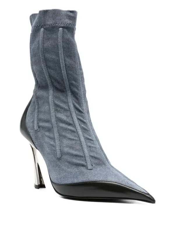 MUGLER Pointed-toe Ankle Boots - Gray