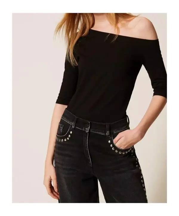 TWINSET Asymmetric Collar T-shirt