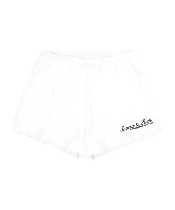 SPORTY  RICH Sporty & Rich Embroidered Logo Elasticated Shorts