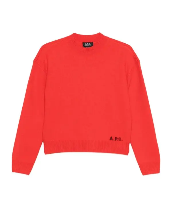 A.p.c. Crew Neck Sweater With Embroidered Details - Red