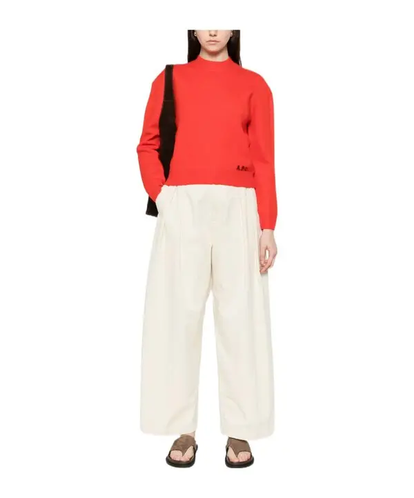 A.p.c. Crew Neck Sweater With Embroidered Details - Red