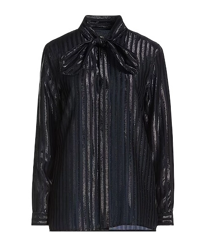 Saint Laurent Striped Metallic Long-sleeve Shirt With Bow Detail