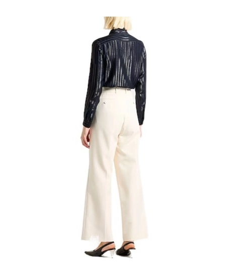 Saint Laurent Striped Metallic Long-sleeve Shirt With Bow Detail