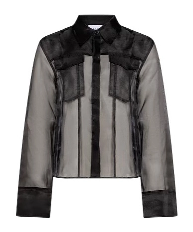 GANNI Solid Color Long Sleeve Shirt