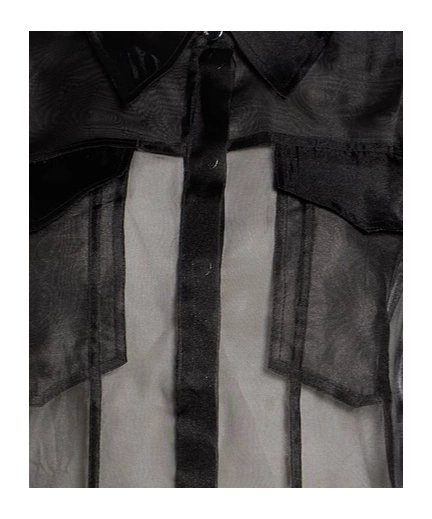 GANNI Solid Color Long Sleeve Shirt