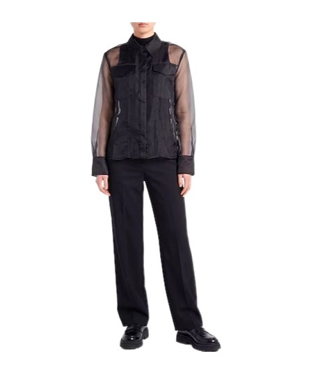 GANNI Solid Color Long Sleeve Shirt