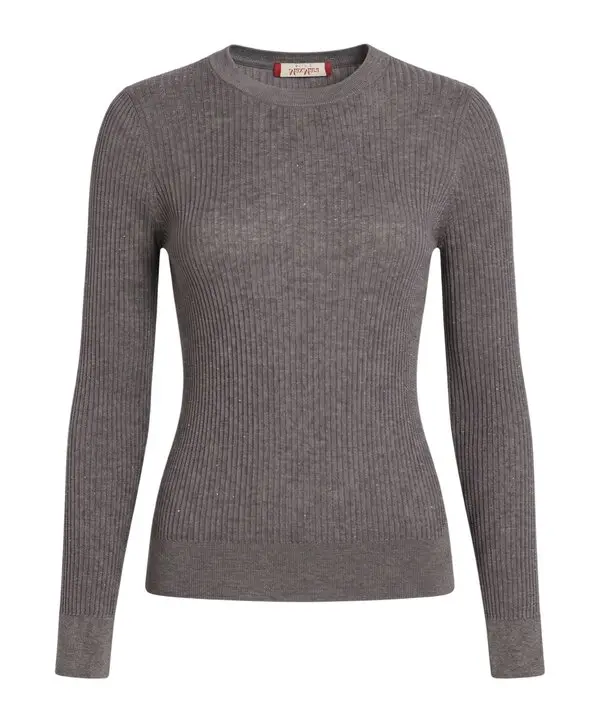 Max Mara Long-sleeved Knitted Sweater With Sequins - Grey