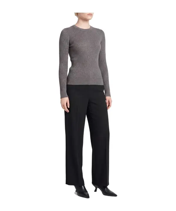 Max Mara Long-sleeved Knitted Sweater With Sequins - Grey