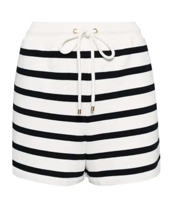 FRAME Striped French Terry Shorts - White