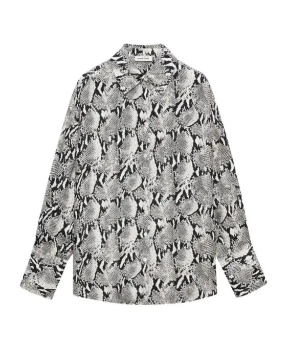 ANINE BING Python Print Long Sleeve Shirt - Gray