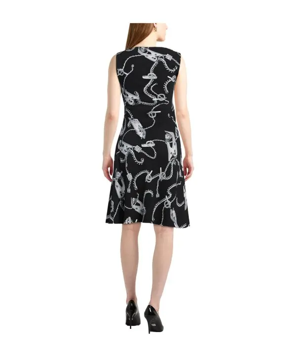 Burberry Sleeveless Draped Neckline Printed Cady Dress
