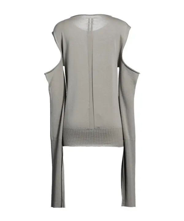 Rick Owens Crew-neck Knit Top With Cold-shoulder Design - Gray