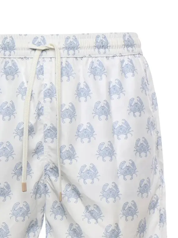 Eleventy Crab Print Swim Shorts - White Blue