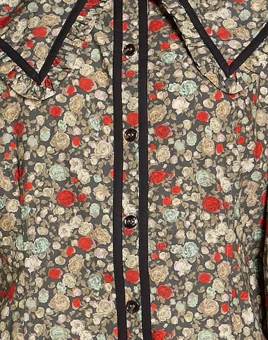 GANNI Floral Poplin Long Sleeve Shirt