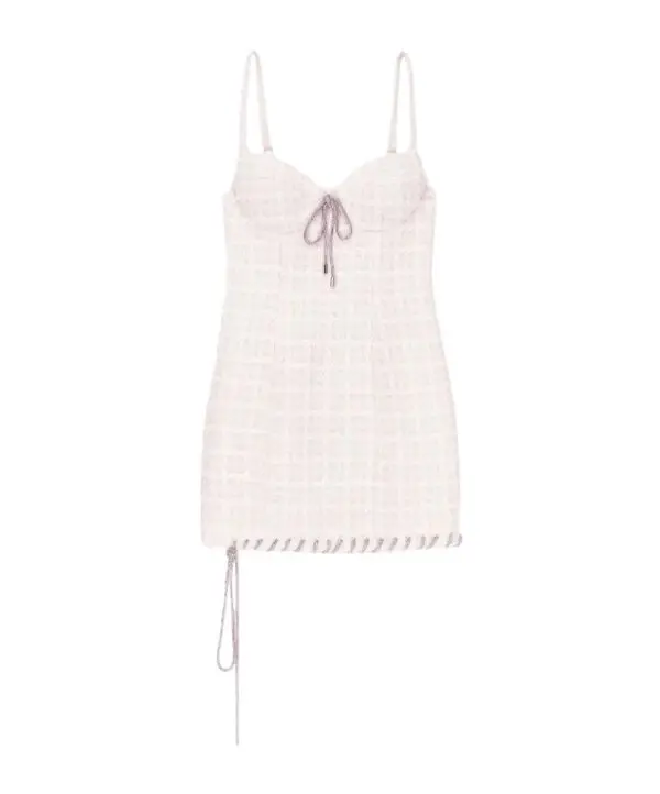 AREA Sleeveless Mini Dress With Drawstring Details - White