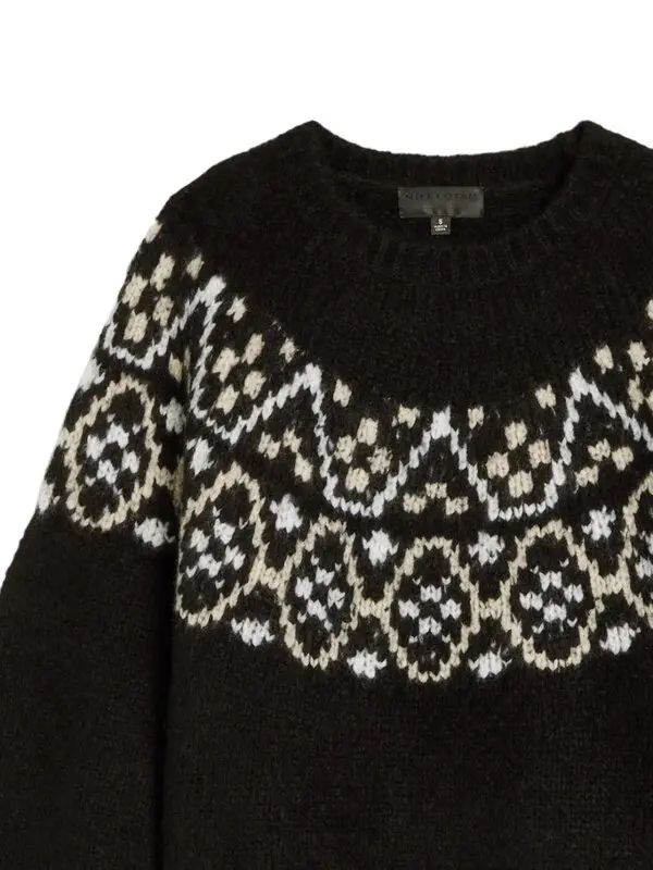 NILI LOTAN Fair Isle Patterned Long Sleeve Sweater