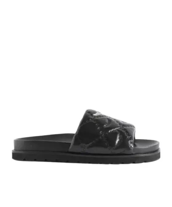 Zadig&Voltaire Quilted Logo Slides - Black