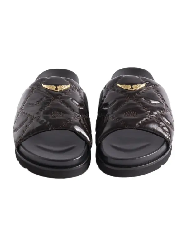 Zadig&Voltaire Quilted Logo Slides - Black
