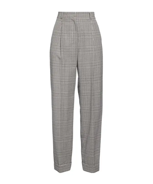 Max Mara Plaid Straight-leg Trousers In Cool Wool