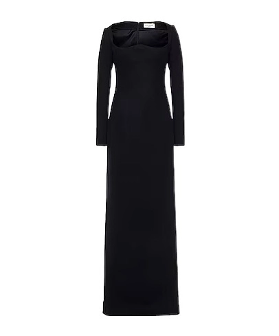 Saint Laurent Solid Long-sleeve Collared Dress