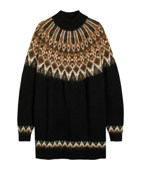 Staud Liza Patterned Roll-neck Mini Dress