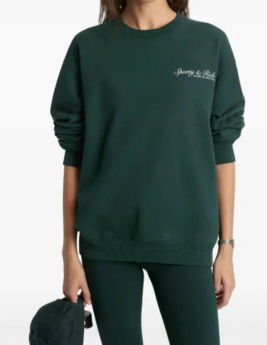 SPORTY  RICH Sporty & Rich Printed Crew Neck Sweater
